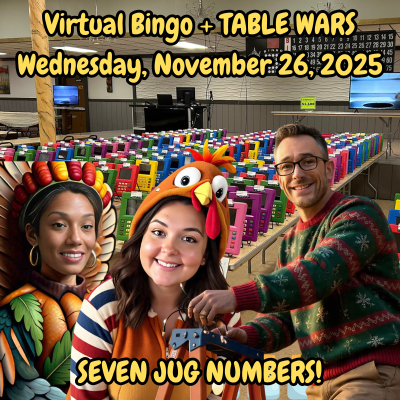 Virtual Bingo Results for Wednesday, November 26, 2025
