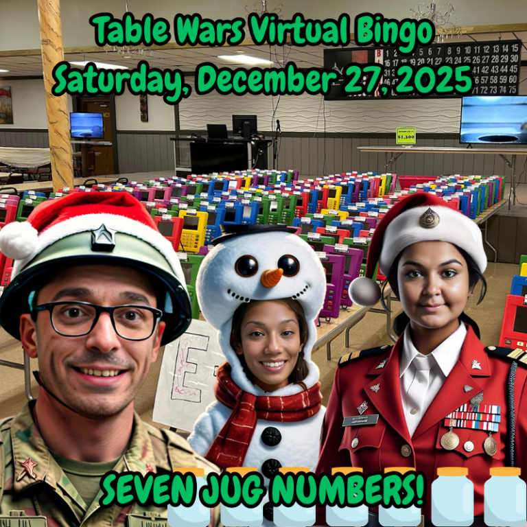 Virtual Bingo Results for Saturday, December 27!